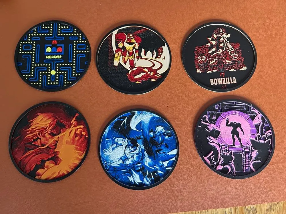 Video games 80's coasters + holder by Ryu - MakerWorld