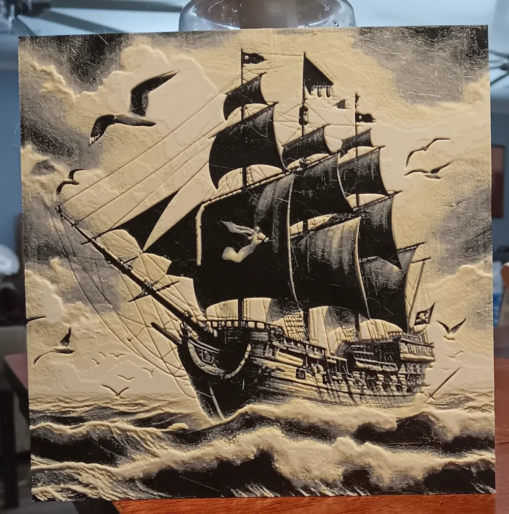 Hueforge Pirate Ship with Thomas Tew Flag by RickSemperFi - MakerWorld