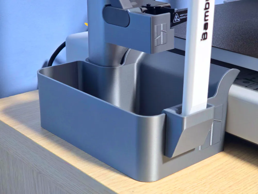 A1 Filament Poop Bin V2, Deflector, Scrapper stand - Free 3D Print ...