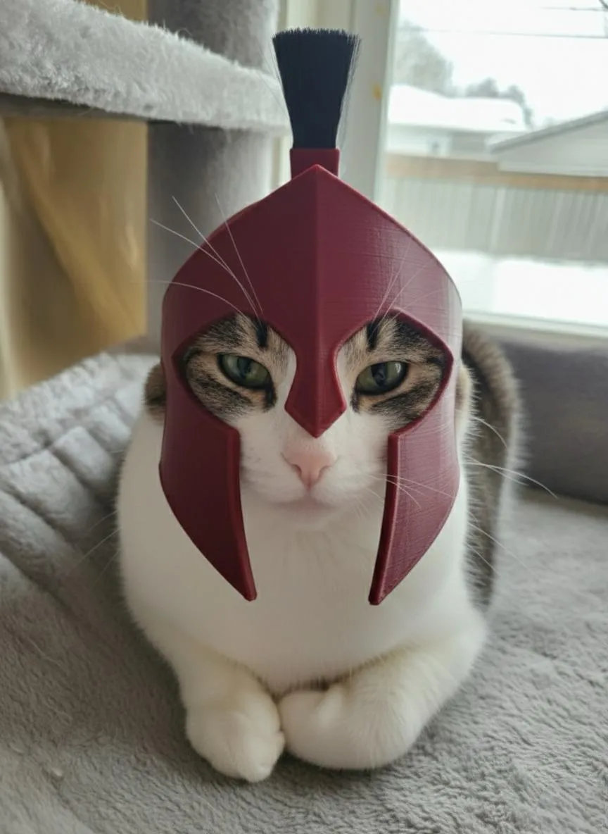 The Meow-tan Spartan Helmet for Cats - Free 3D Print Model - MakerWorld