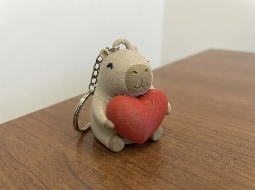 Capybara Love – Cute Heart Keychain - Free 3D Print Model - MakerWorld