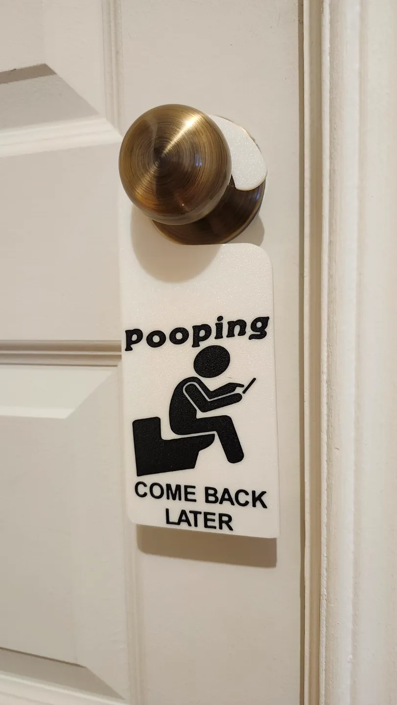 Pooping, come back later / knob door hanger sign by Beton_377751593 ...