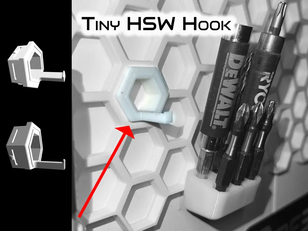 Tiny Hook for HSW | Honeycomb Storage Wall - Free 3D Print Model ...