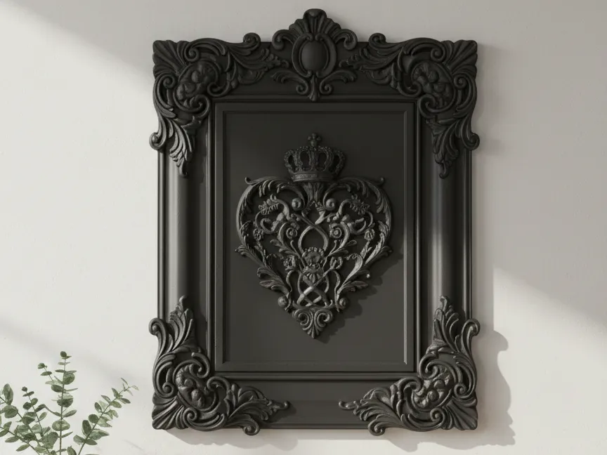 Baroque Crowned Heart: Ornate Wall Decor - Free 3D Print Model - MakerWorld