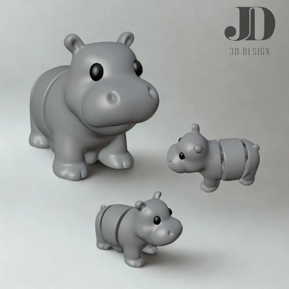 Flexi Baby Hippo - Free 3D Print Model - MakerWorld