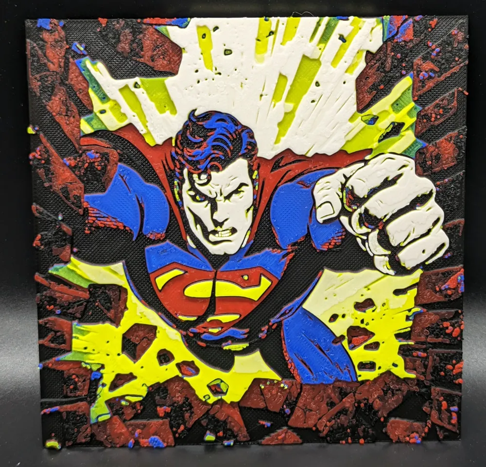Superman Breaking Through Brick Wall - Hueforge Wall Art by ErickDR 3D ...
