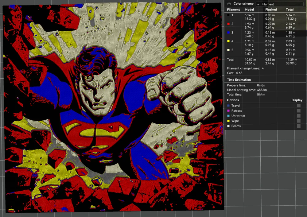 Superman Breaking Through Brick Wall - Hueforge Wall Art by ErickDR 3D ...