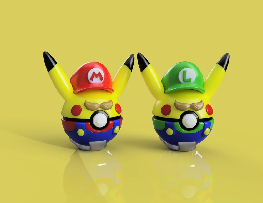 KEIN AMS - Pikachu Luigi Pokeball – Kostenloses 3D-Druckmodell – MakerWorld