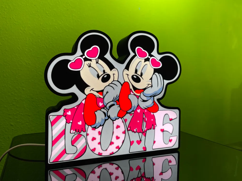 Mickey and Minnie LOVE lightbox by wasuber MakerWorld: Download Free 3D ...