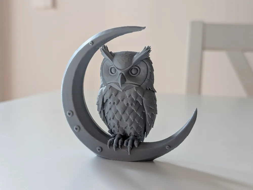 Owl on Crescent Moon - Free 3D Print Model - MakerWorld