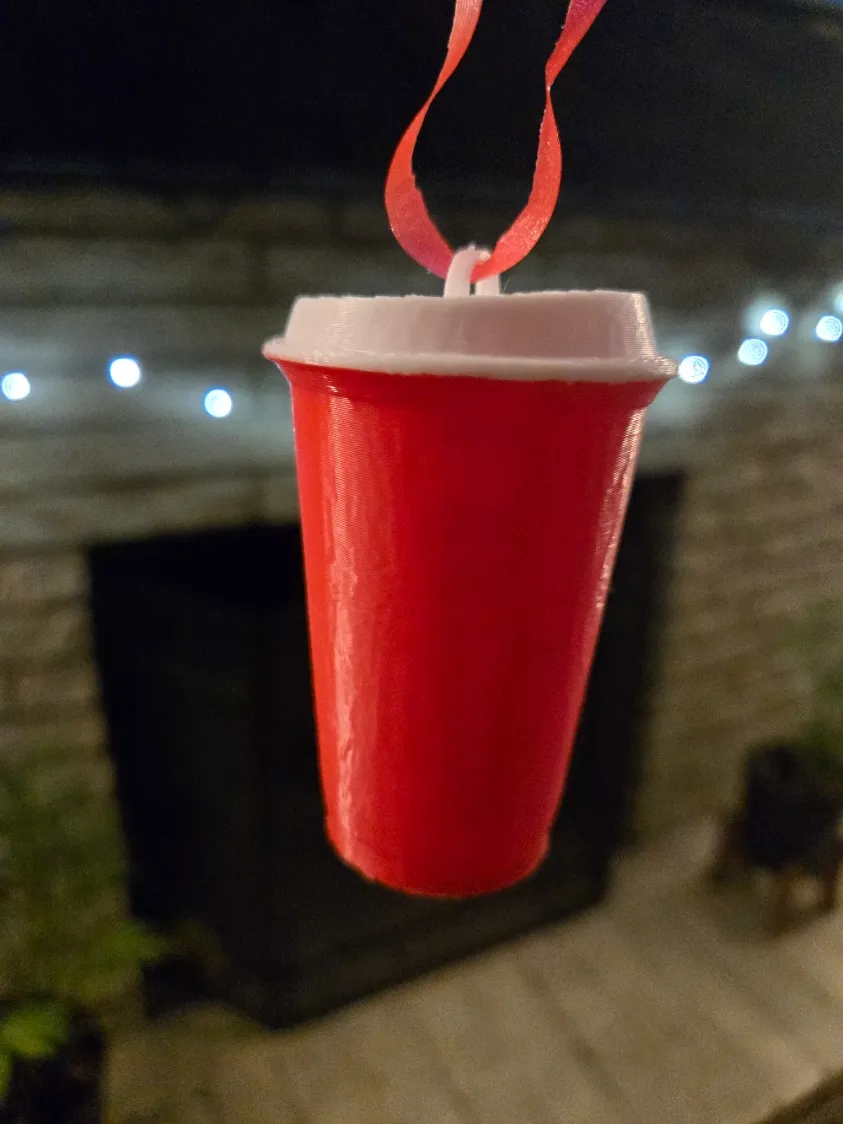 Red Holiday Coffee Cup Ornament by Raven - MakerWorld