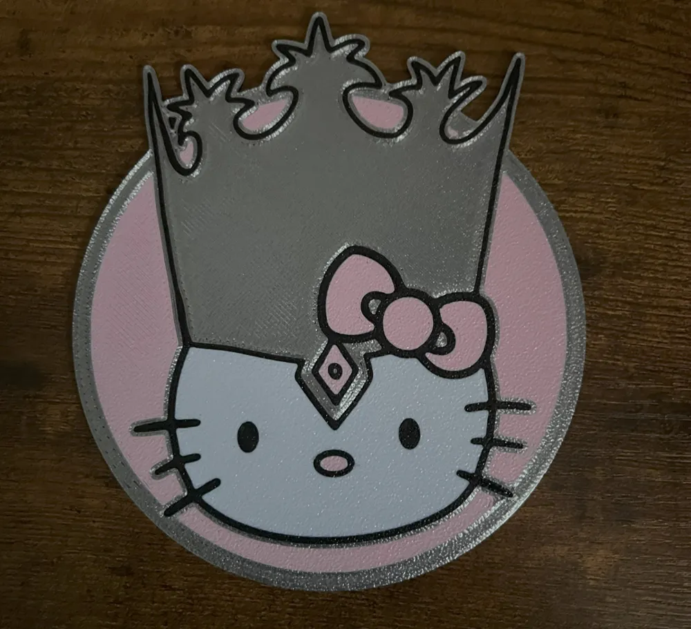 Hello Kitty cosplaying Glinda Good Witch Coaster by StudBuffin MakerWorld: Download Free 3D Models