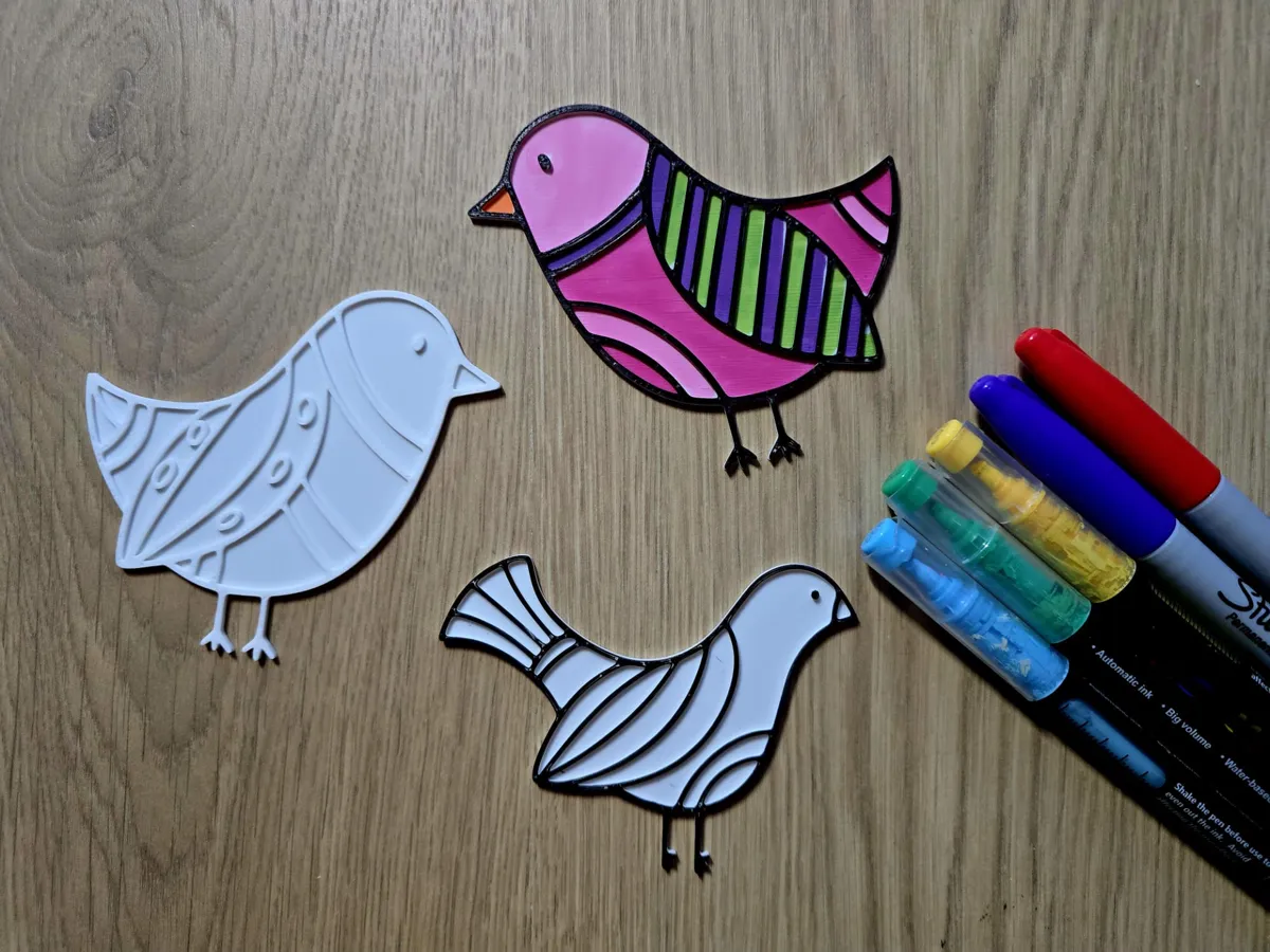 Geometric Shape Bird Birds DIY Coloring Craft - Free 3D Print Model ...