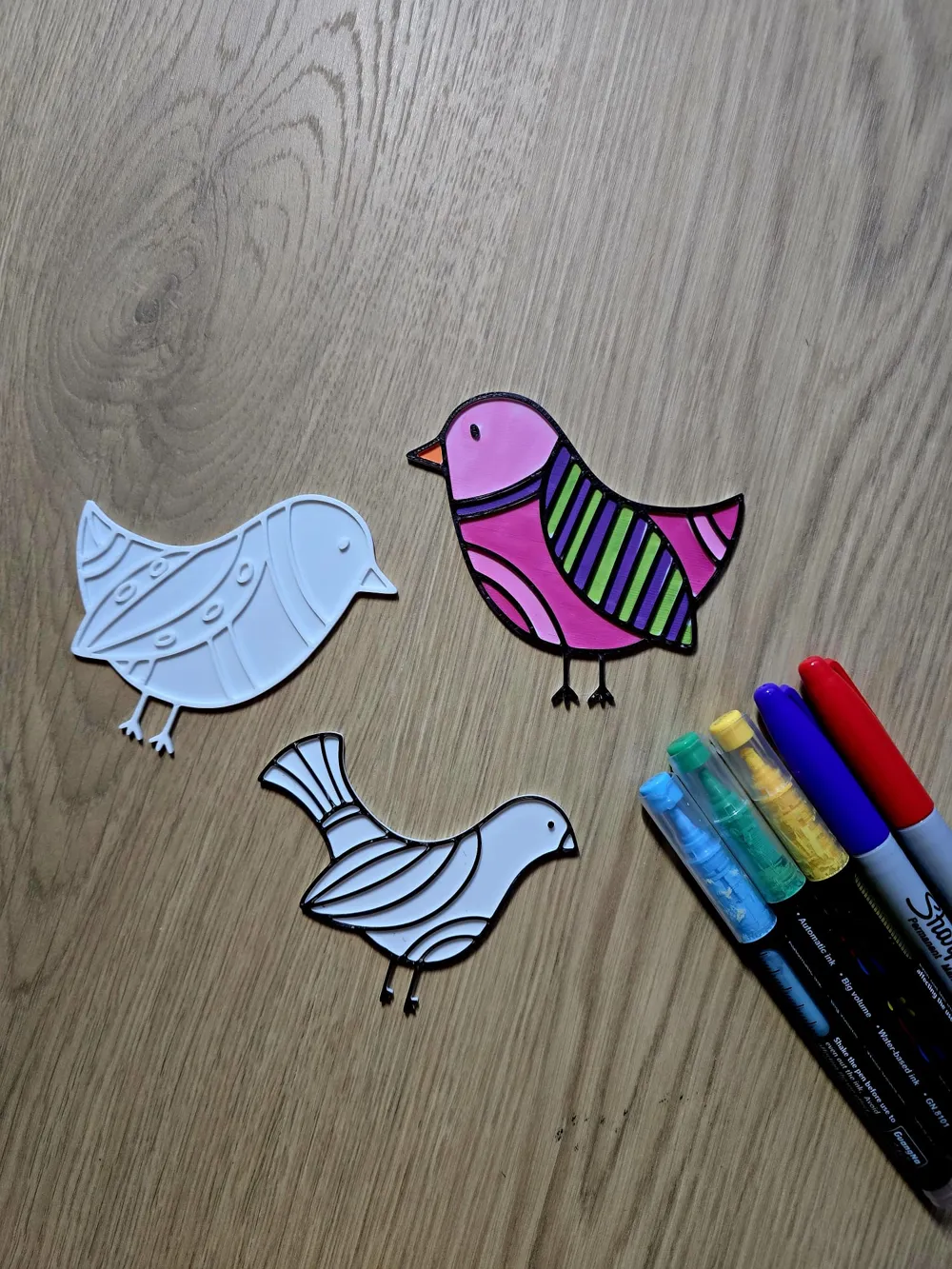 Geometric Shape Bird Birds DIY Coloring Craft - Free 3D Print Model ...