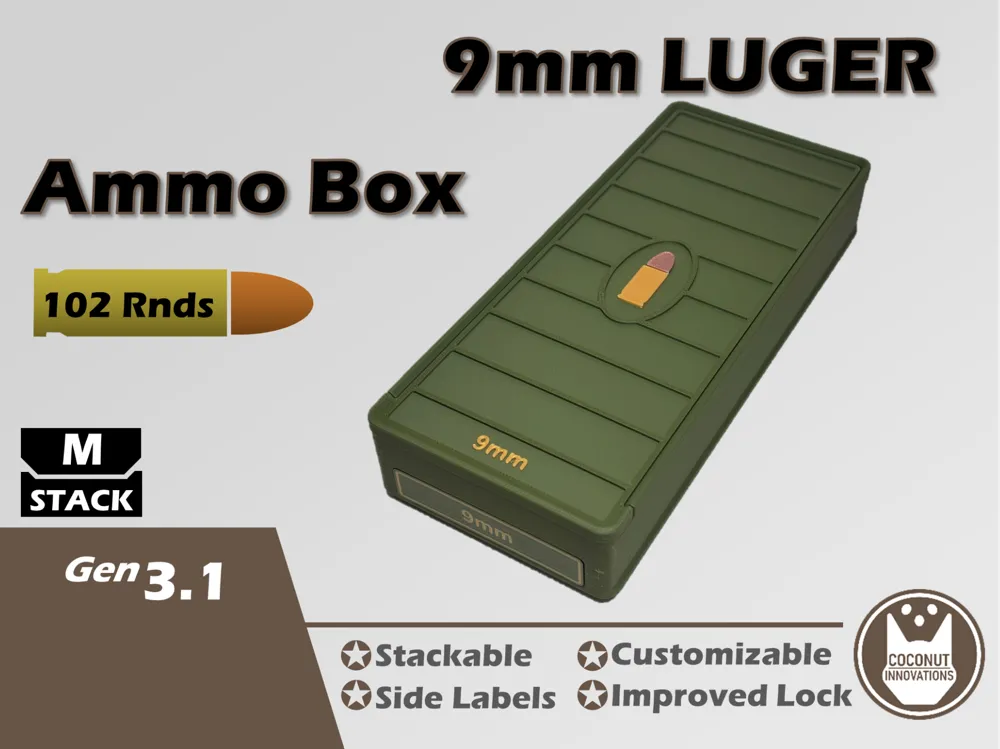 Ammo Storage Box 9mm 102 Rounds - Stacks with 22LR - Free 3D Print ...