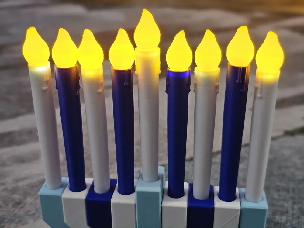 Menorah & LED Candles - Free 3D Print Model - MakerWorld