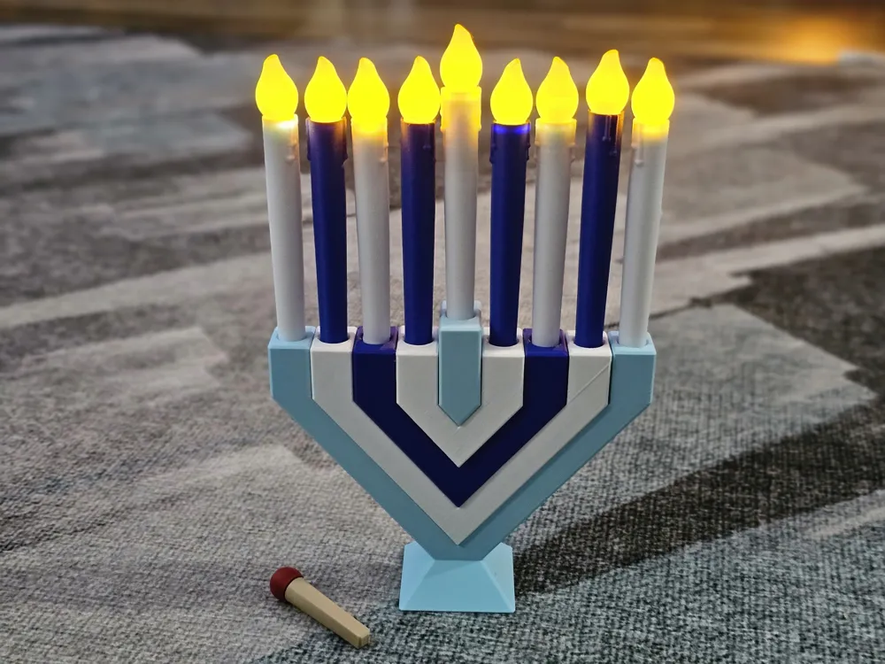 Menorah & LED Candles - Free 3D Print Model - MakerWorld