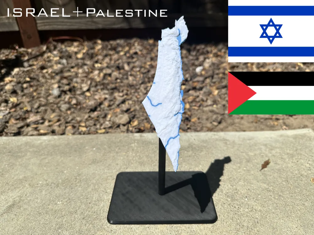 Israel + Palestine Topographic Map - IL + PS - Free 3D Print Model ...