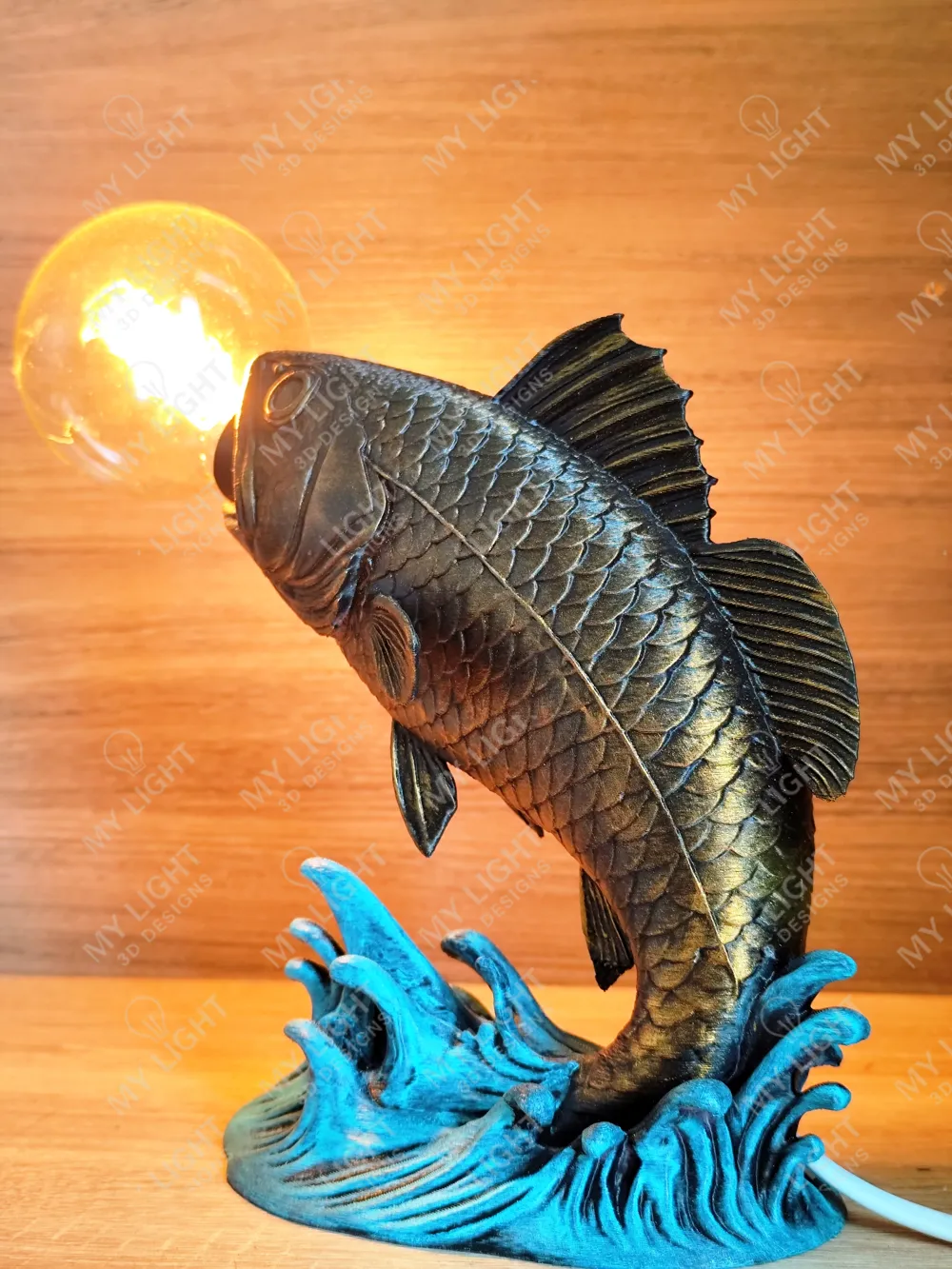 Leaping Fish Lamp - Free 3D Print Model - MakerWorld