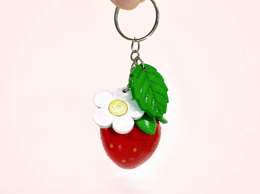 Strawberry Keychain - Free 3D Print Model - MakerWorld