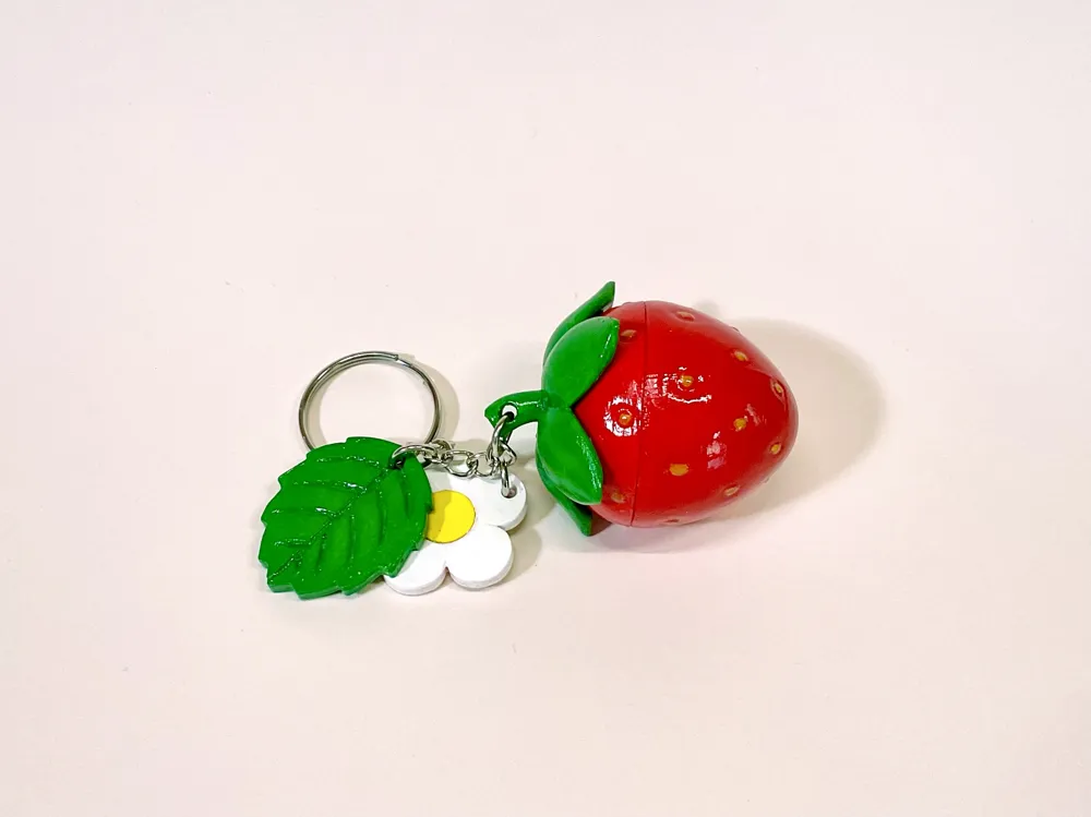 Strawberry Keychain - Free 3D Print Model - MakerWorld