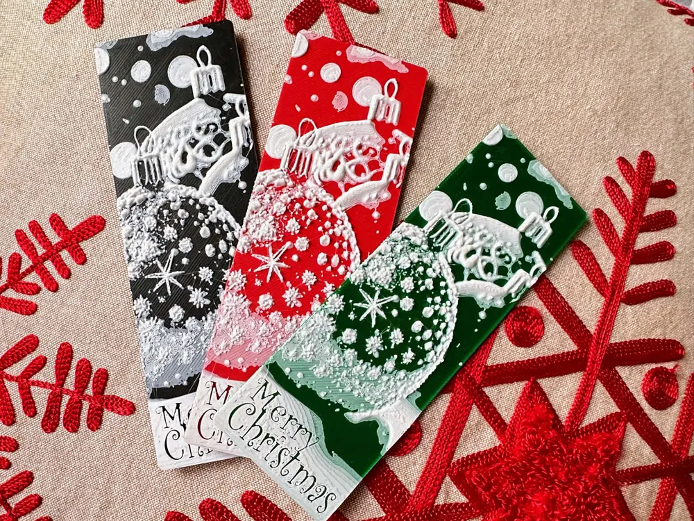 Merry Christmas Card Bookmark Bulbs - Free 3D Print Model - MakerWorld