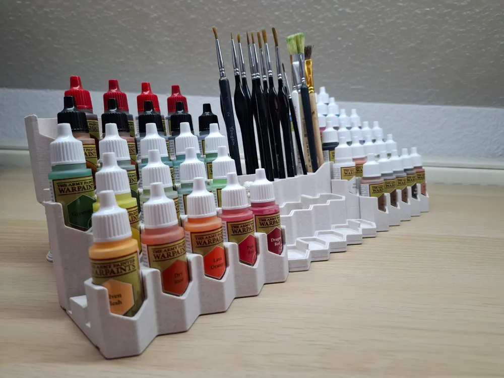 Modular Paint Bottle Rack with Water and Brushes by Jonas - MakerWorld