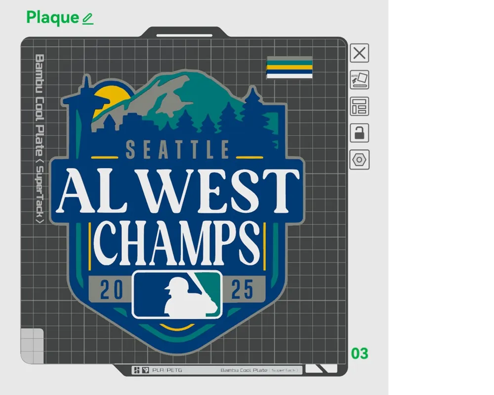 Seattle Mariners 2025 AL West Champs Oversize Logo - Free 3D Print ...