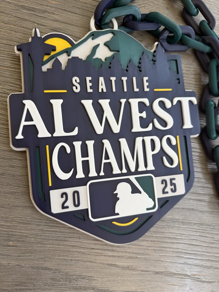 Seattle Mariners 2025 AL West Champs Oversize Logo by Dan Bogart ...