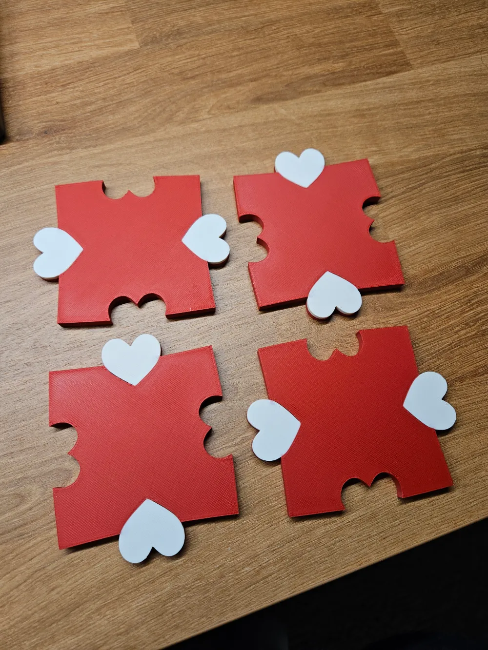 Valentine's Day - Heart Puzzle - 4 Coaster Set by JF-699 - MakerWorld
