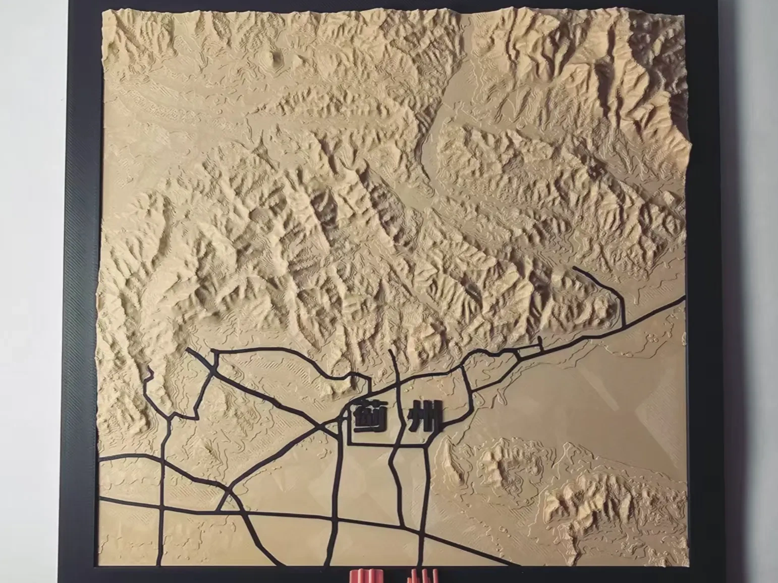 Topographic map of Jizhou District, Tianjin, showcasing Panshan ...