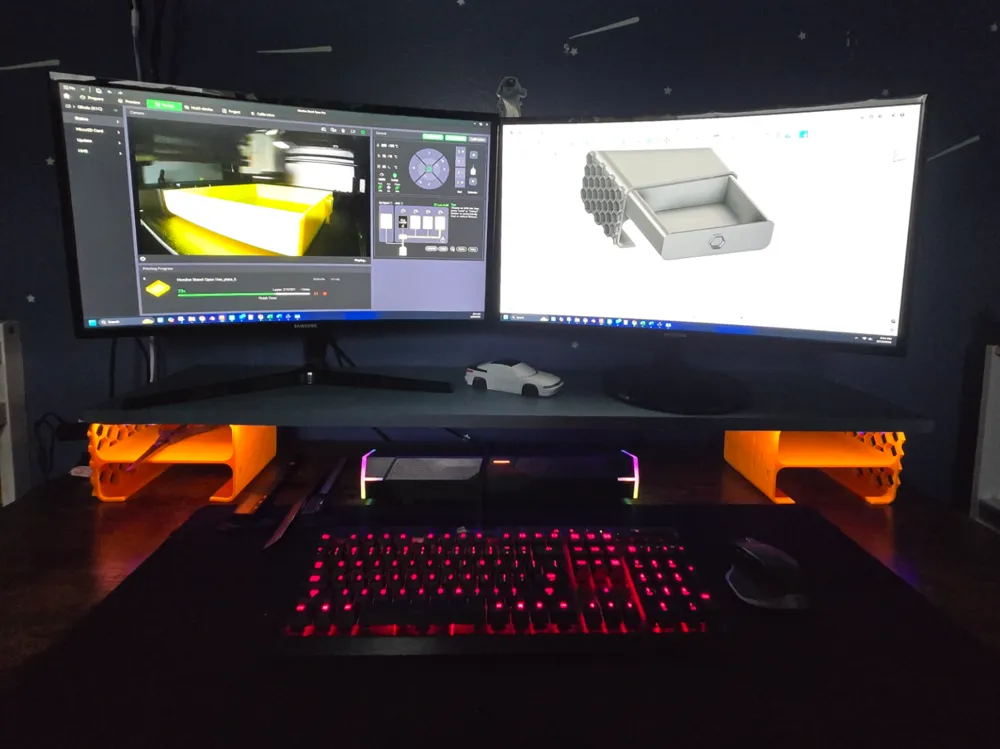 Modern Monitor Stand w/ Honeycomb and Skadis mount by Made with Plastic ...