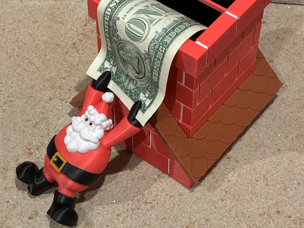 Santa in Chimney Money Dispenser Christmas Gift - Free 3D Print Model ...