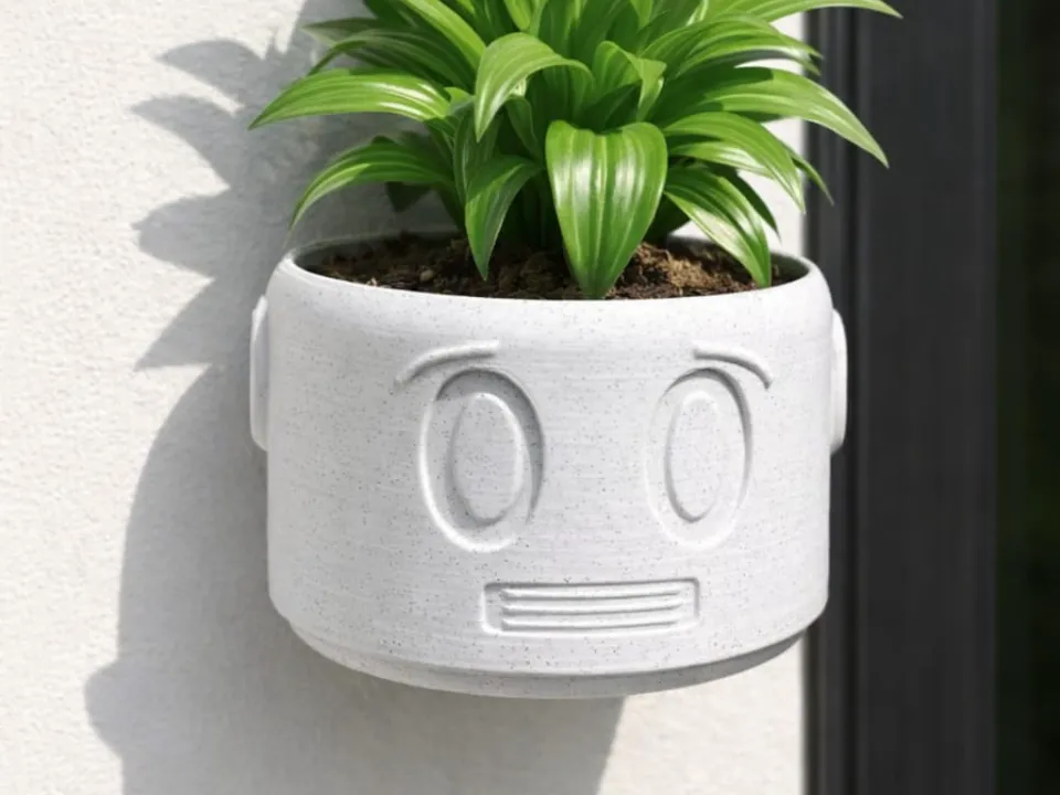 Robot Head Wall Planter - Free 3D Print Model - MakerWorld