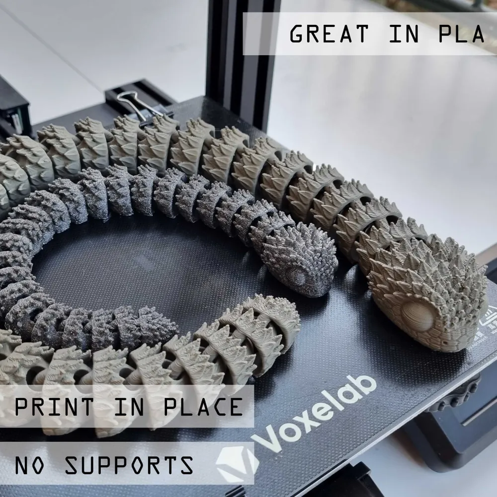 Flexible Articulated Dragon Snake Baby and Adult - Free 3D Print Model ...