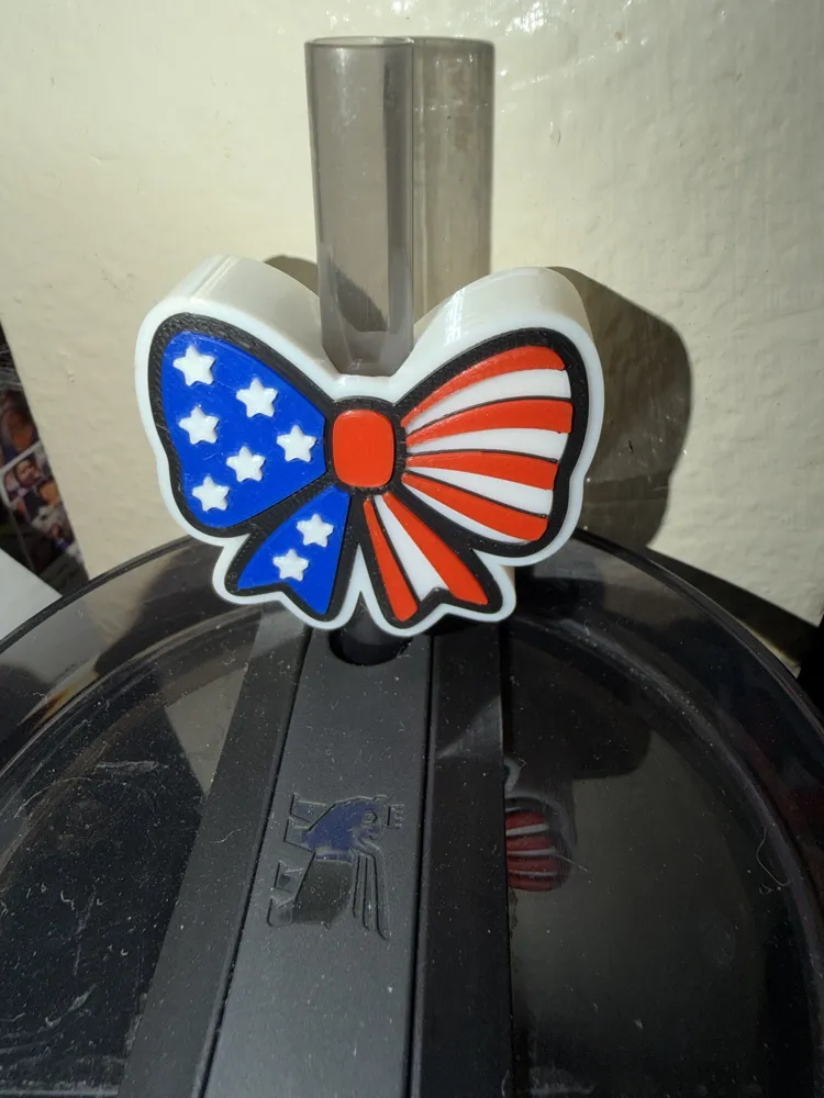 USA Flag Bow Straw Topper - Free 3D Print Model - MakerWorld