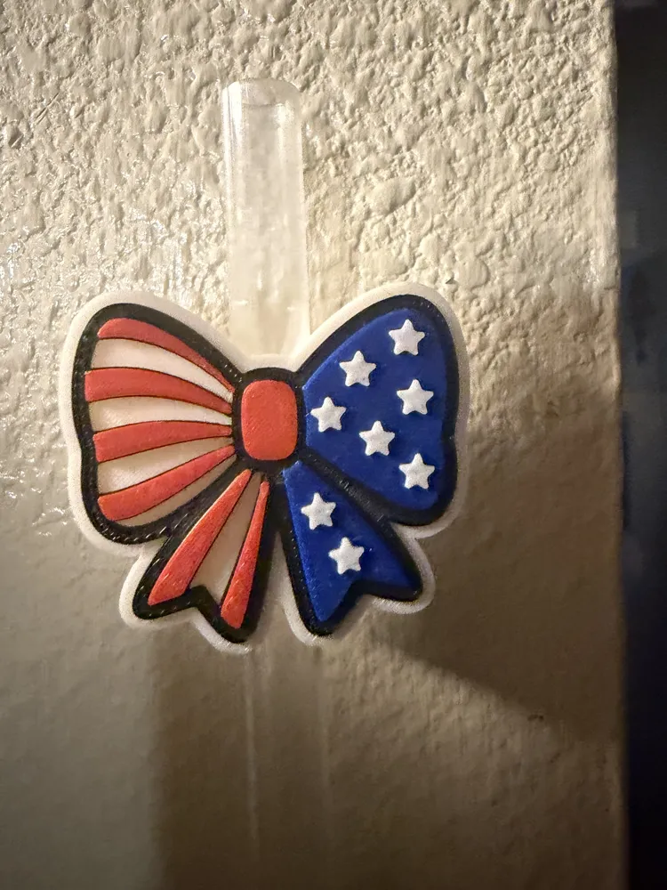 USA Flag Bow Straw Topper - Free 3D Print Model - MakerWorld