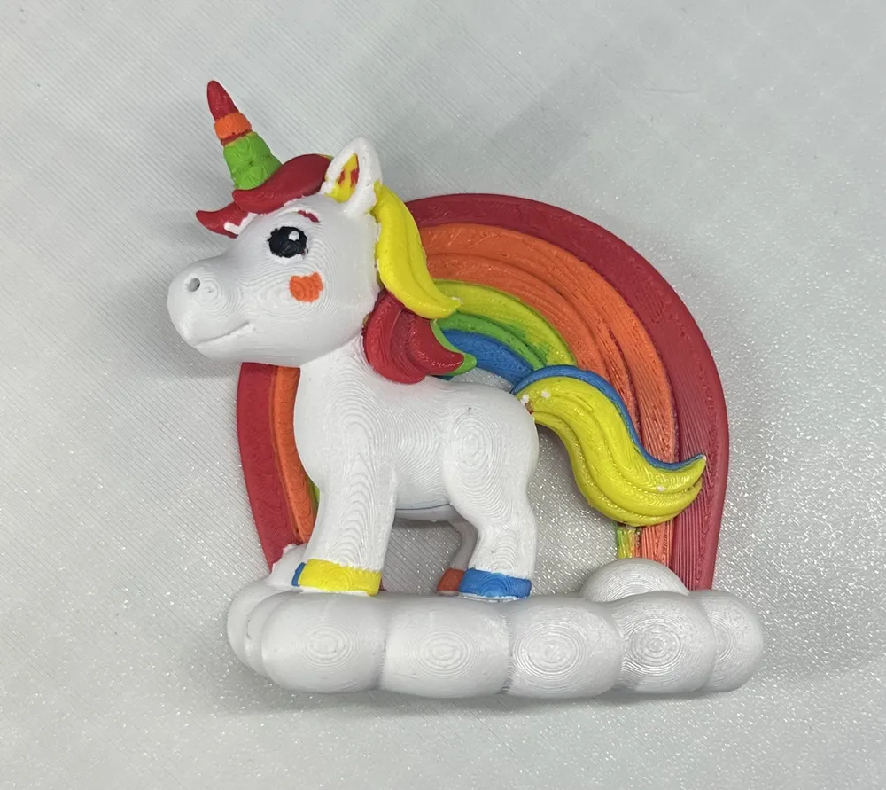 Magic Unicorn on the Rainbow Cloud - Free 3D Print Model - MakerWorld