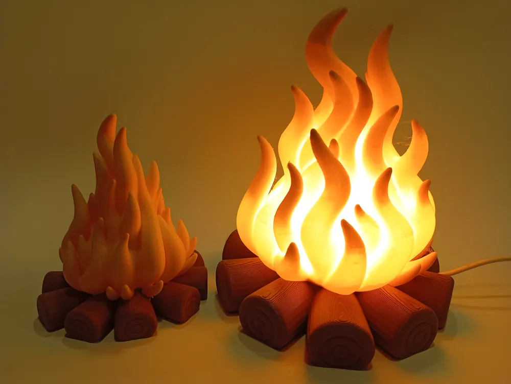 wood camp fire lamp led kit 001 and tealight - Free 3D Print Model ...