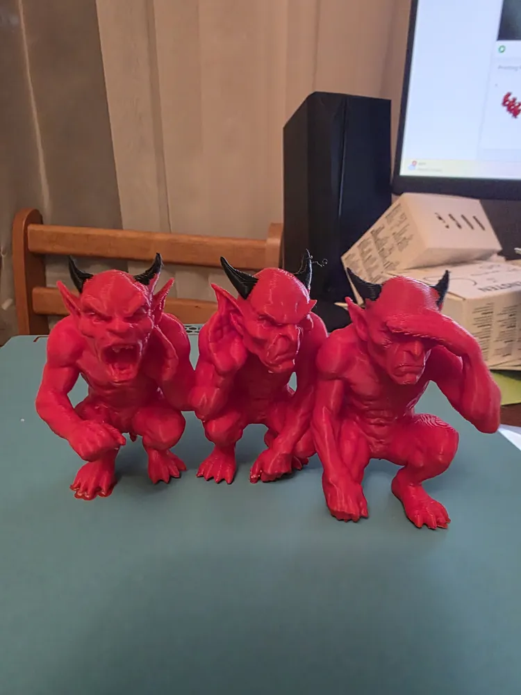 3 demon/gargoyles Speak Evil, Hear Evil, See Evil by CBDPete MakerWorld ...