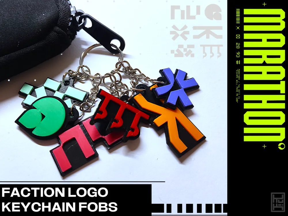 MARATHON Faction Logos Keychain Fobs - Free 3D Print Model - MakerWorld