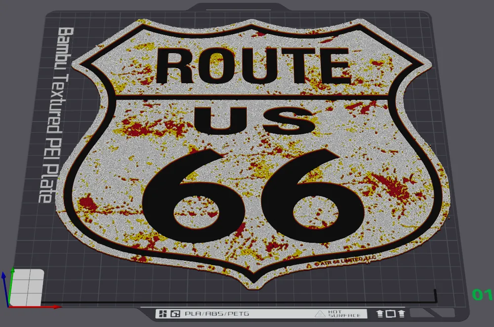 4-color HueForge Route 66 Rusty Sign by a.vdh_1983 - MakerWorld