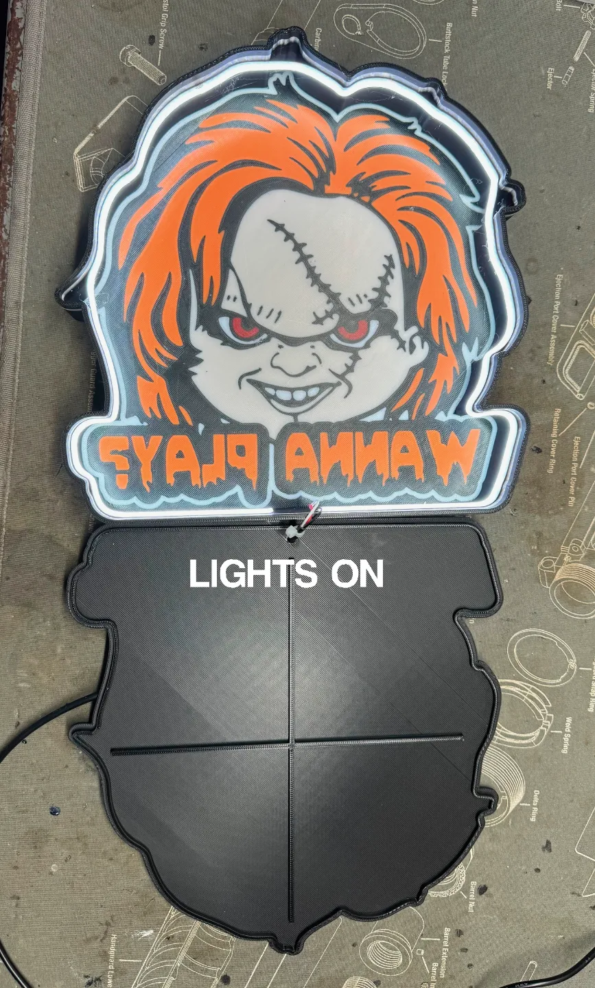 Chucky Face, Wanna Play light box by Hawke77 - MakerWorld