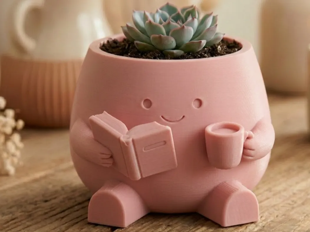 Cozy Reader Planter ♡ - Cute Book Lover Decor - Free 3D Print Model ...
