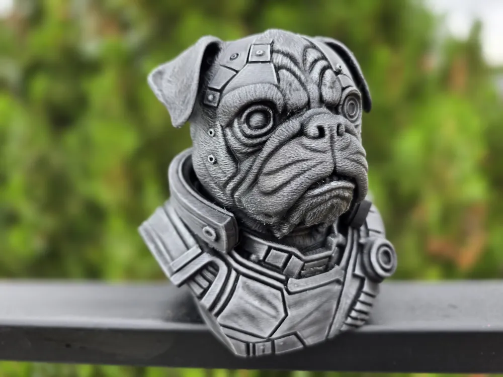 CYBERPSYCHO PUG BUST - Free 3D Print Model - MakerWorld