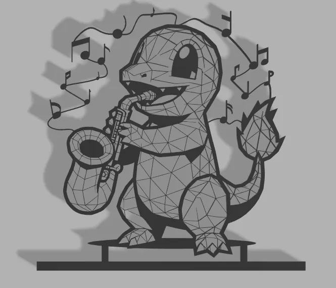 Geometric Low Poly Charmander play - Saxophone V.1 by 3D Print Wolf ...