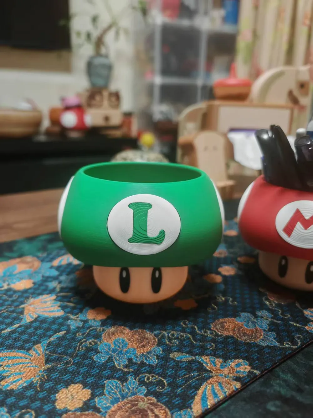 Super Mario Mushroom Storage Luigi Version, storage box, pen holder ...