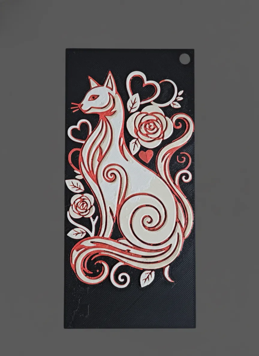 Valentine Kitty Bookmark3 - Hueforge - 4 Colors - Free 3D Print Model ...