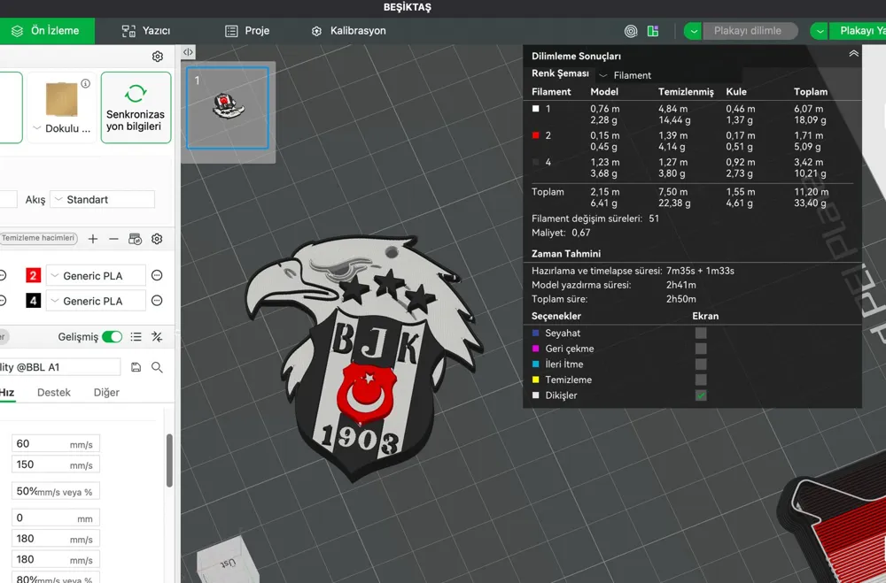 Beşiktaş Eagle Keychain | BJK Multi Color Keyring - Free 3D Print Model ...