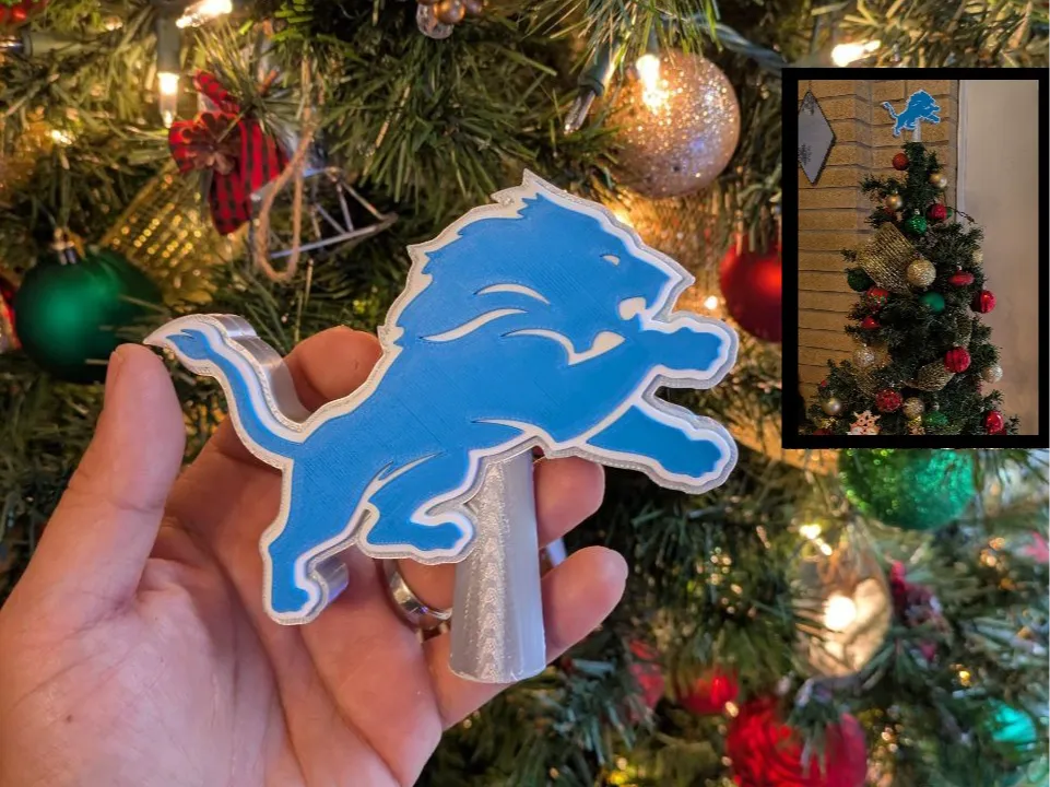 Detroit Lions Christmas Tree Topper by Taa Design - MakerWorld